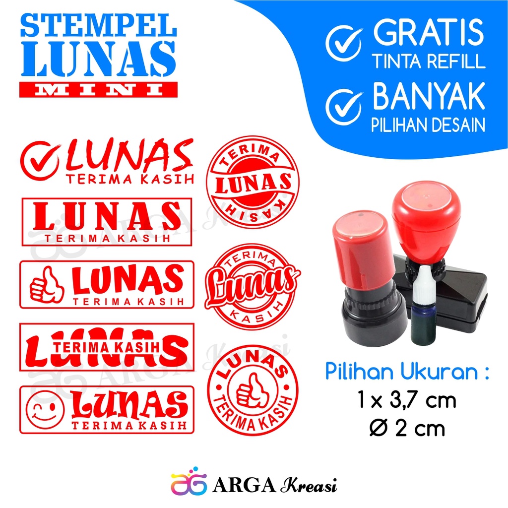Jual Stempel Lunas Kecil Otomatis Tanpa Bantalan Gratis Tinta Refill ...