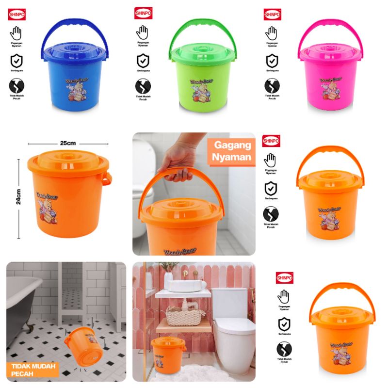 Jual Shinpo ember plastik dengan tutup deluxe water bucket ember air ...