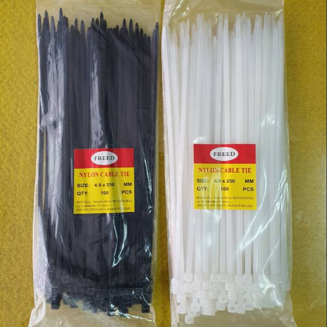 Jual Kabel Ties / Cable Ties / Kabel Tis Freed 4,8 x 250 mm (25 cm). Harga per Pak isi 100 pcs ...