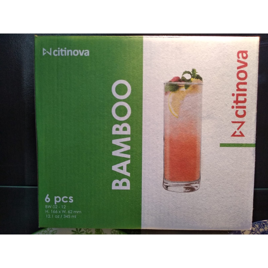 Jual Citinova Gelas Kaca Blown Glass Bamboo (6 x 340 mL) | Shopee Indonesia