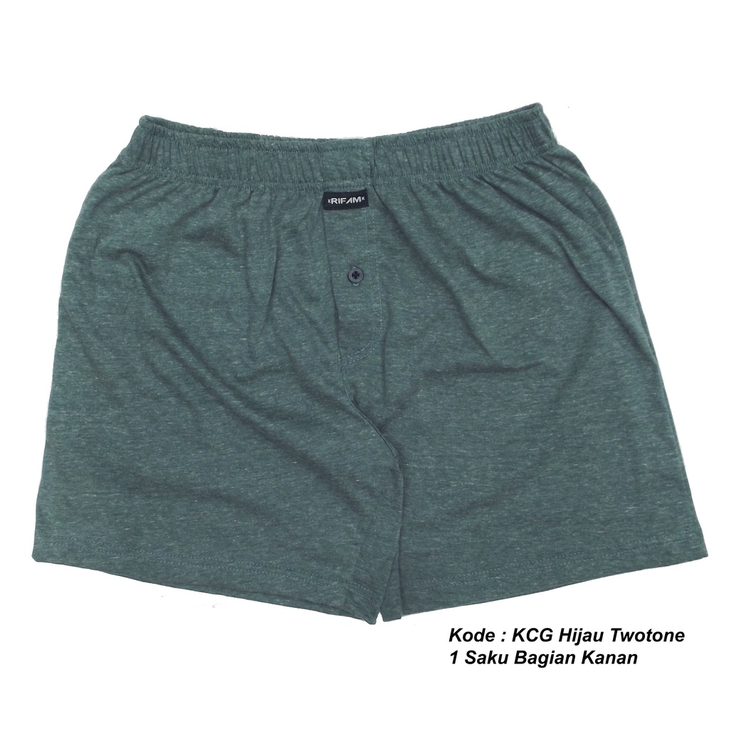Jual CELANA PENDEK BOXER PRIA WANITA KATUN POLOS RIFAM MODEL KANCING ...