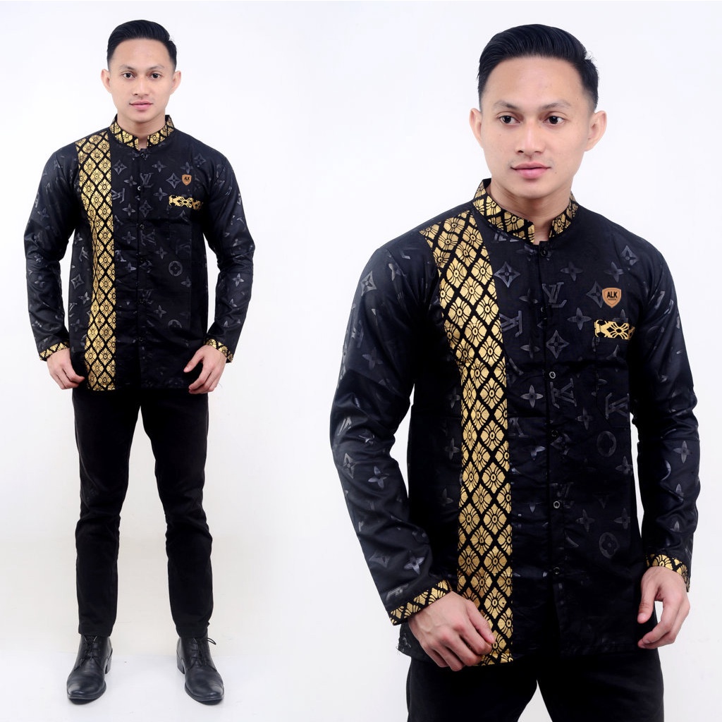 Jual BAJU KOKO BATIK EMAS LENGAN PANJANG BUSANA MUSLIM SERAGAM HADROH ...