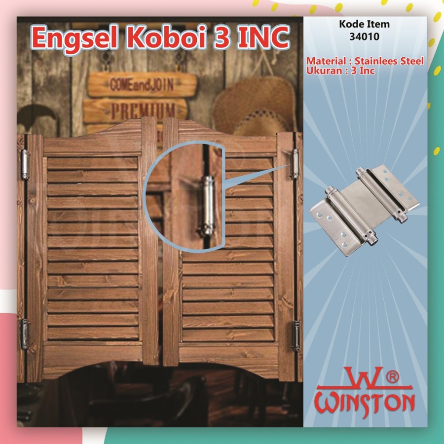 Jual Hinges | Engsel Koboi 3 INC Stainless Winston / Engsel Pintu Bolak ...