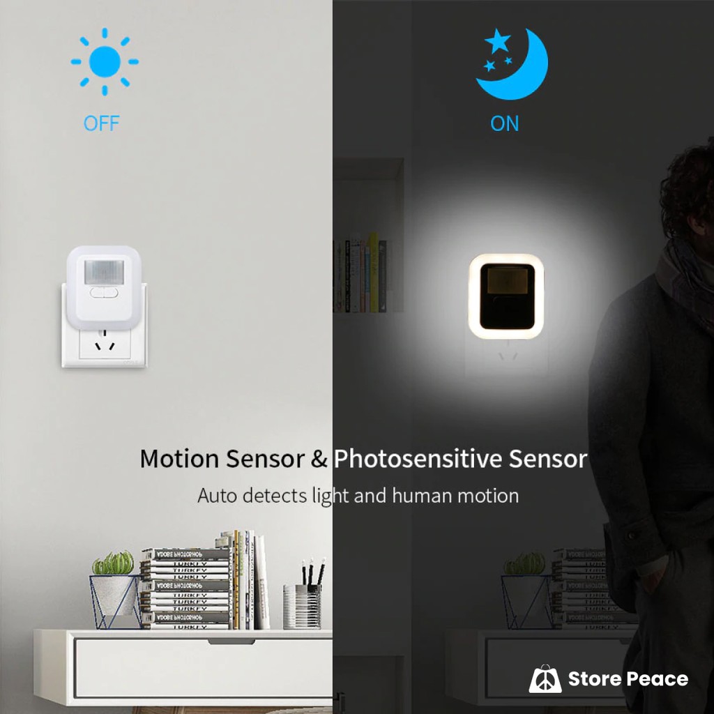 Jual Lampu LED Pintar Sensor Deteksi Cahaya Plug in Otomatis Menyala ...