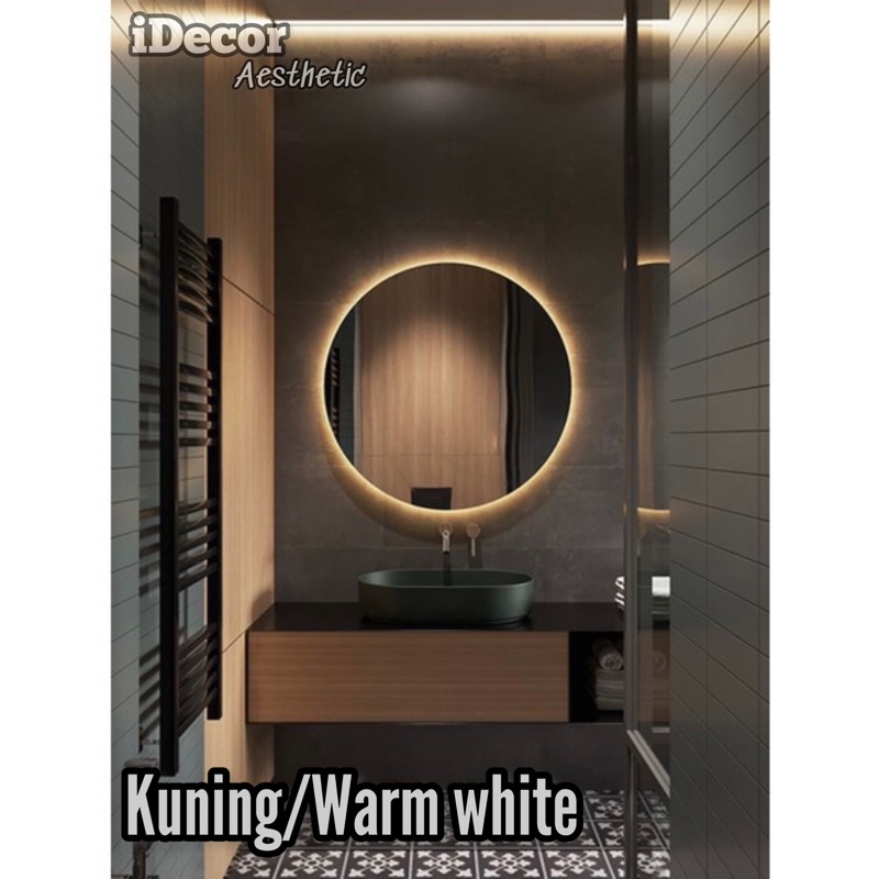 Jual Cermin Bulat LED strip diameter 60cm Kaca Cermin Lampu Aesthetic ...