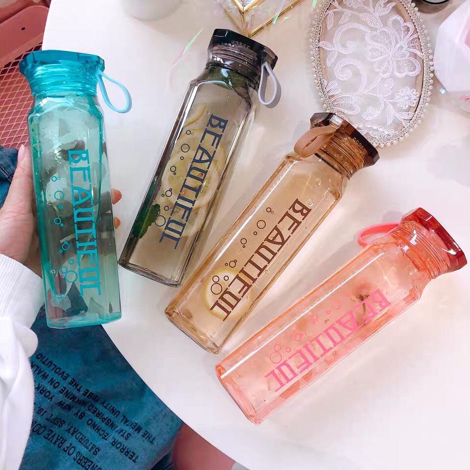 Jual Botol minum kaca beautiful / botol minum bening termurah 500ml ...