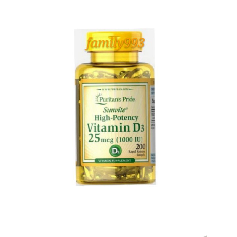 Jual Puritan's Pride Vitamin D3 1000 IU - 200 SoftgelIsi: 200 softgel (D3 1000 IU 25mcg ...