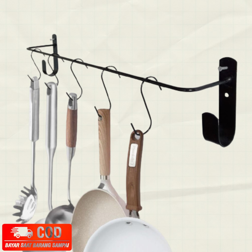 Jual Gantungan Alat Masak Tempel Serbaguna / Hook Rel Dinding Dapur ...