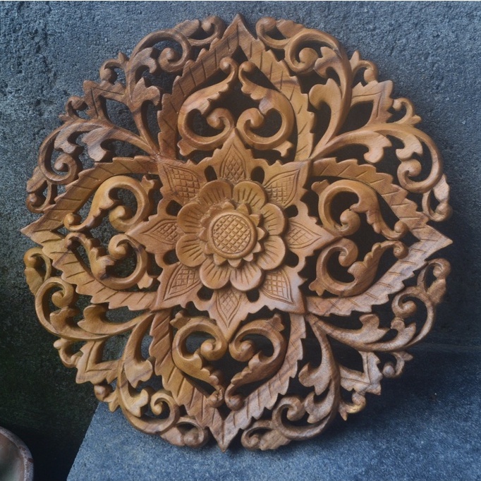 Jual Ukiran Bali Hiasan Dinding Kayu Motif Bunga 30 cm | Shopee Indonesia