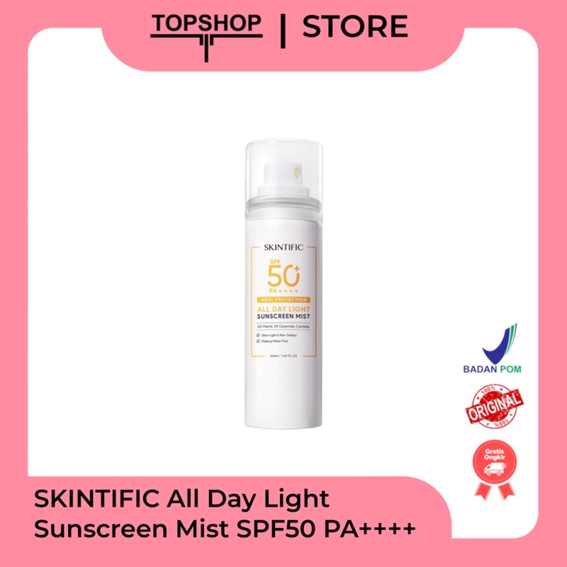 Jual SKINTIFIC All Day Light Sunscreen Mist SPF50 Pa++++ | Shopee Indonesia