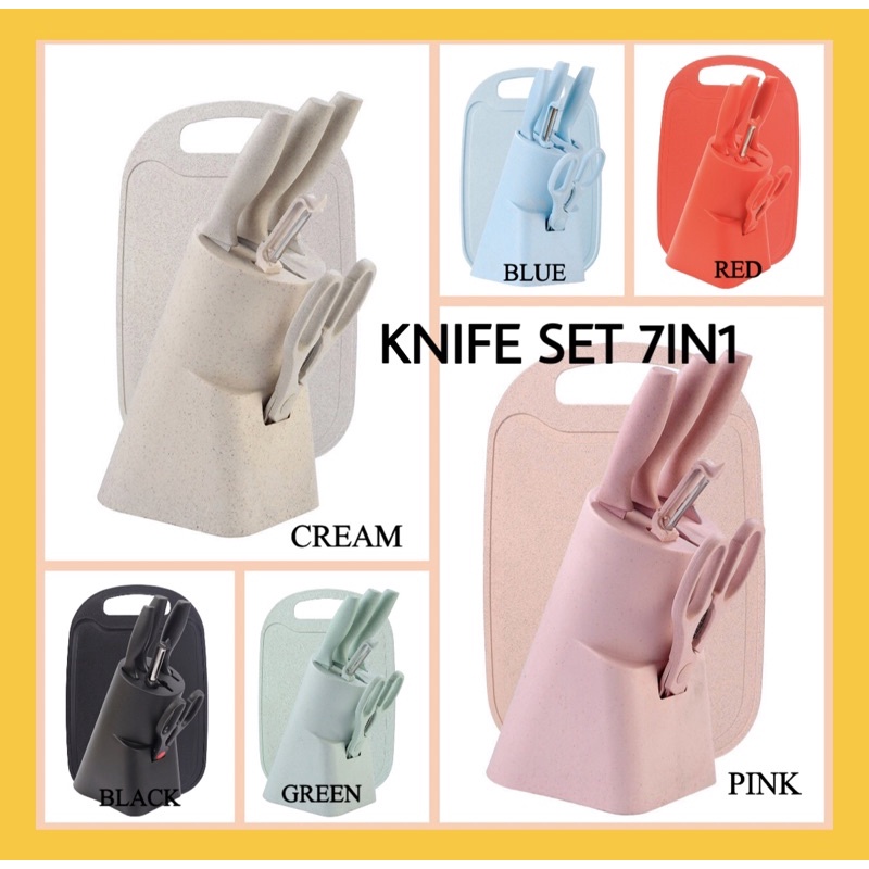 Jual 7 in 1 Kitchen Knife Set / Talenan, Pisau, Pengupas, Gunting Dapur ...