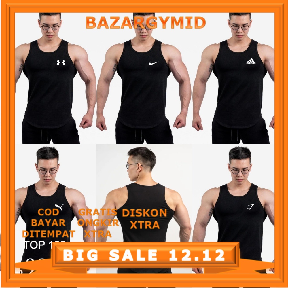 Jual TANK TOP SINGLET OLAHRAGA PRIA FITNESS SPANDEK PRIA COWOK THE ROCK ...