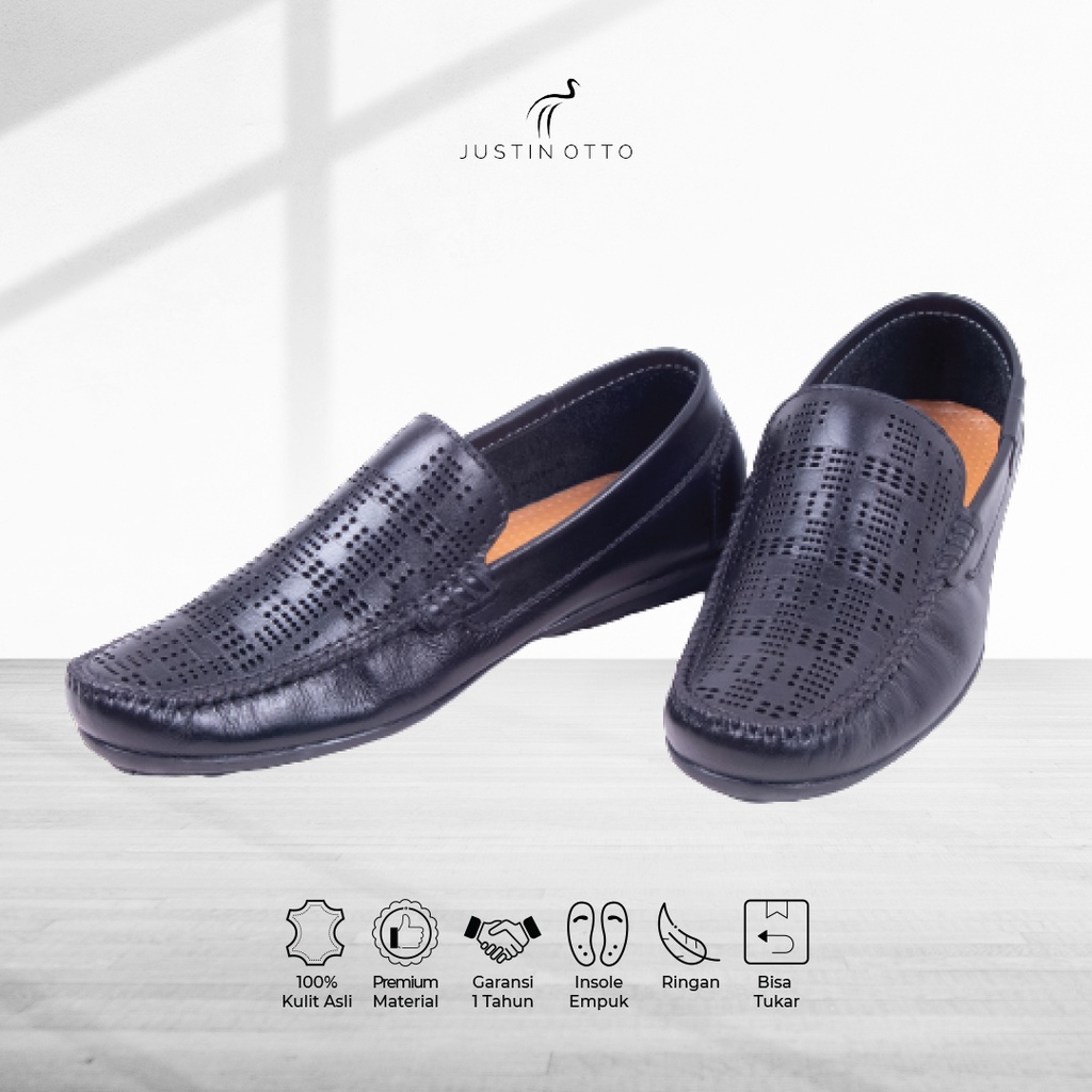Jual Justin Otto Official Sepatu Kulit Pria Rover 2387 Warna Hitam ...