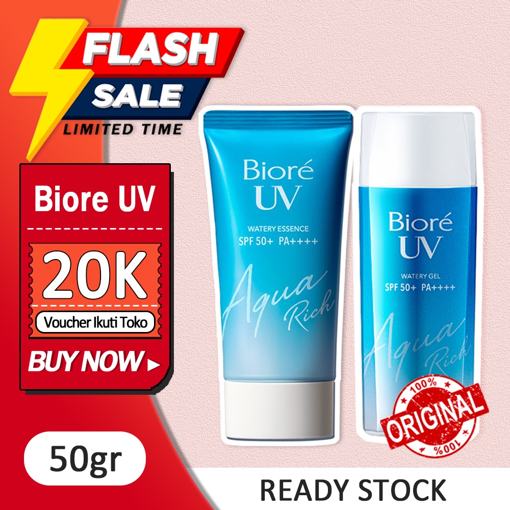 Jual Biore UV Sunscreen Wajah Aqua Rich Watery Essence SPF50 50gr 90ml ...