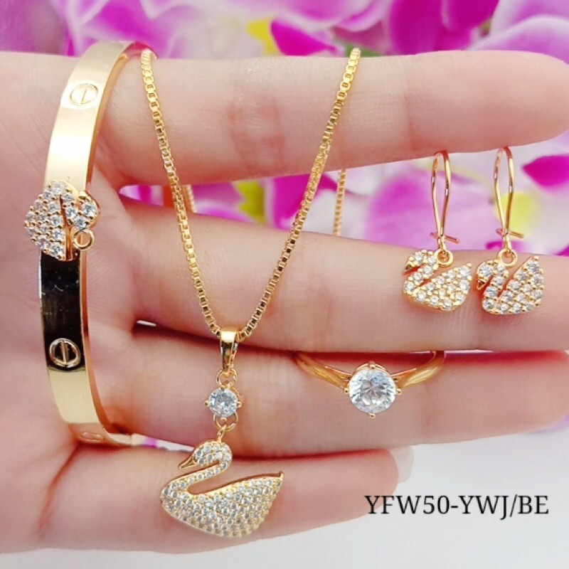 Jual xuping set perhiasan wanita permata swaloski lapis mas 24k ...