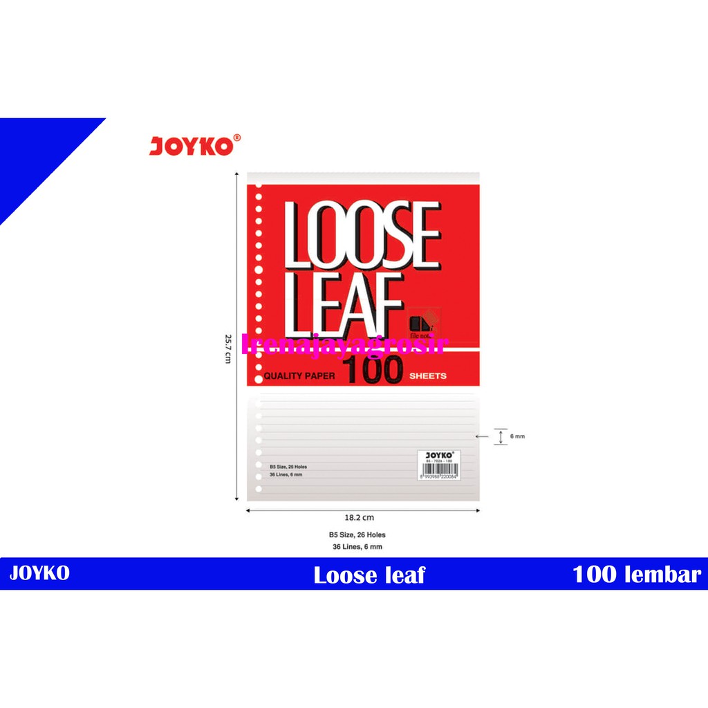 Jual JOYKO B5 Loose Leaf / Isi Kertas File / Binder ISI 100 Lembar | Shopee Indonesia