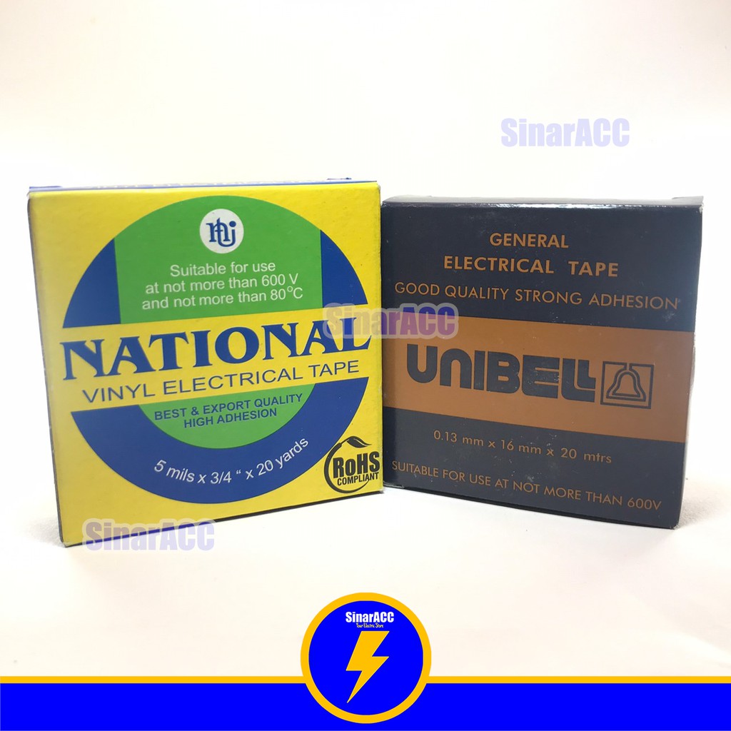 Jual isolasi hitam UNIBEL besar 20 meter 20 yard isolasi listrik ...