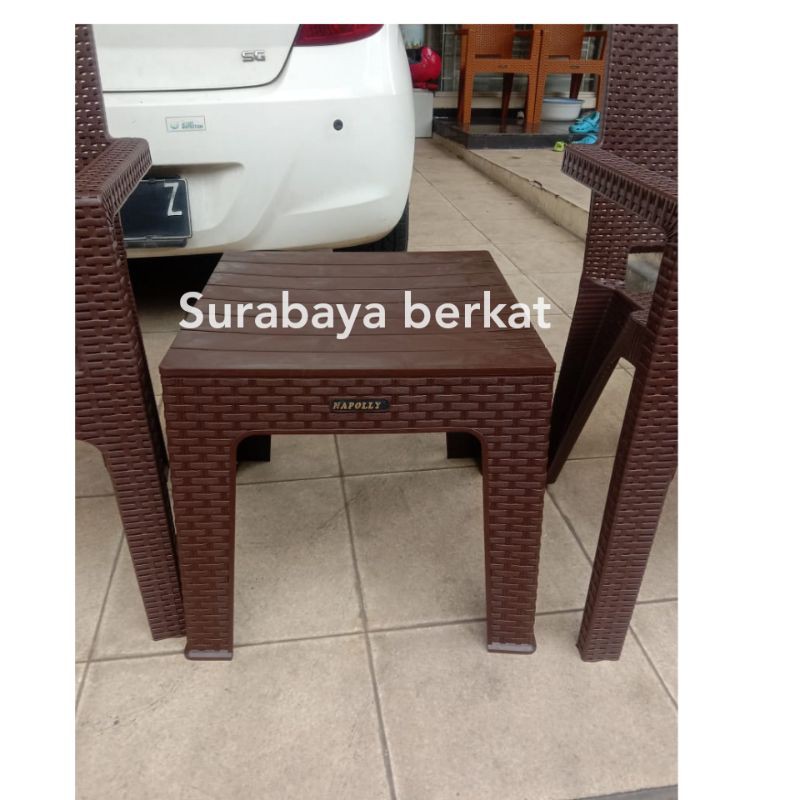 Jual meja taman meja teras kecil plastik rotan mapan 45 | Shopee Indonesia