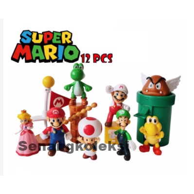 Jual Super Mario Bros Figure Set 12 Mainan Pajangan Miniatur Hiasan ...