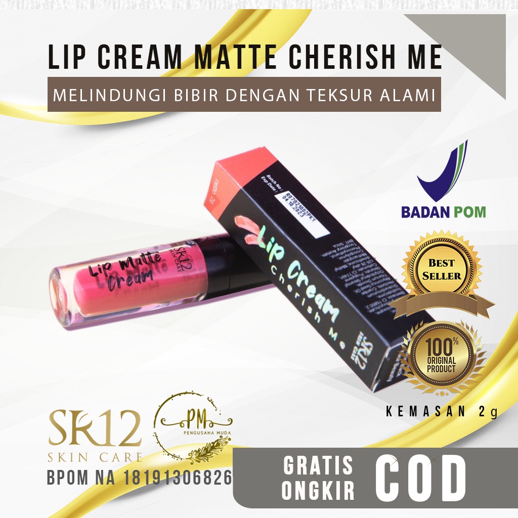 Jual SR12 SKINCARE / LIP CREAM MATTE CHERISH ME 2g / LIPSTIK BEBAS PARABEN , TAHAN LAMA / MOIST ...