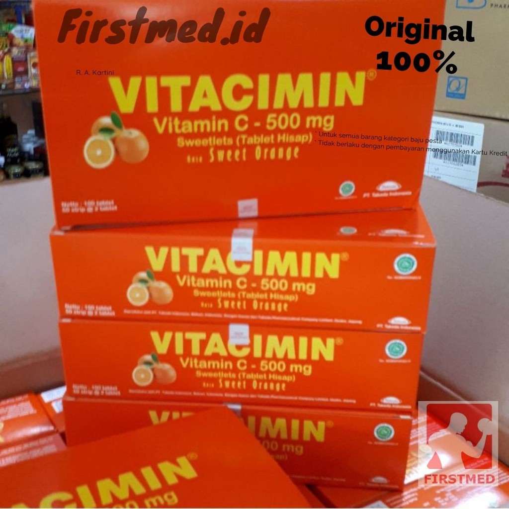 Jual [EXP. 2024] VITACIMIN 1 BOX ISI 100 TABLET/50 STRIP SWEETLESS RASA ...