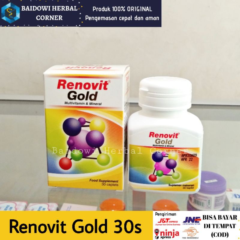 Jual RENOVIT GOLD BOTOL ISI 30 MULTIVITAMIN LENGKAP | Shopee Indonesia