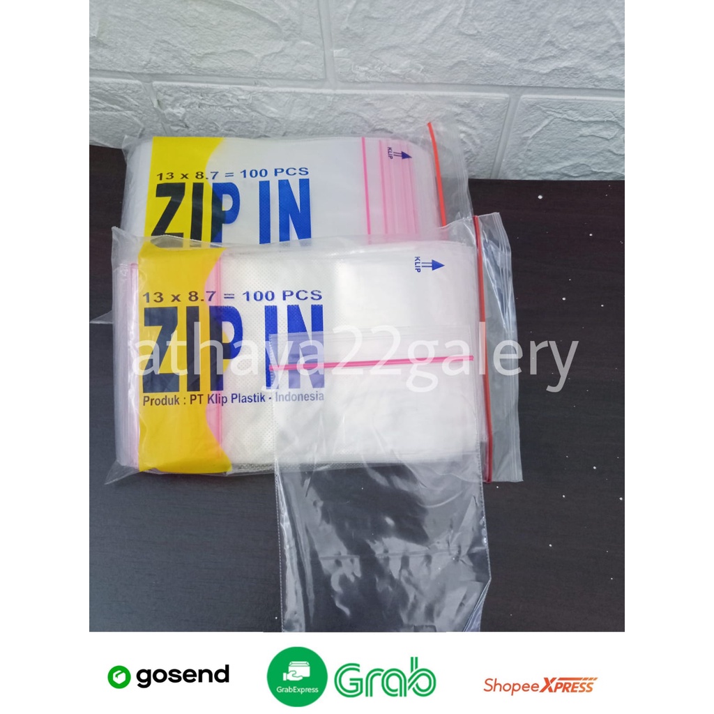 Jual Plastik Klip Ziplock merk Zip In ukuran 13x8,7 isi 100pcs | Shopee ...