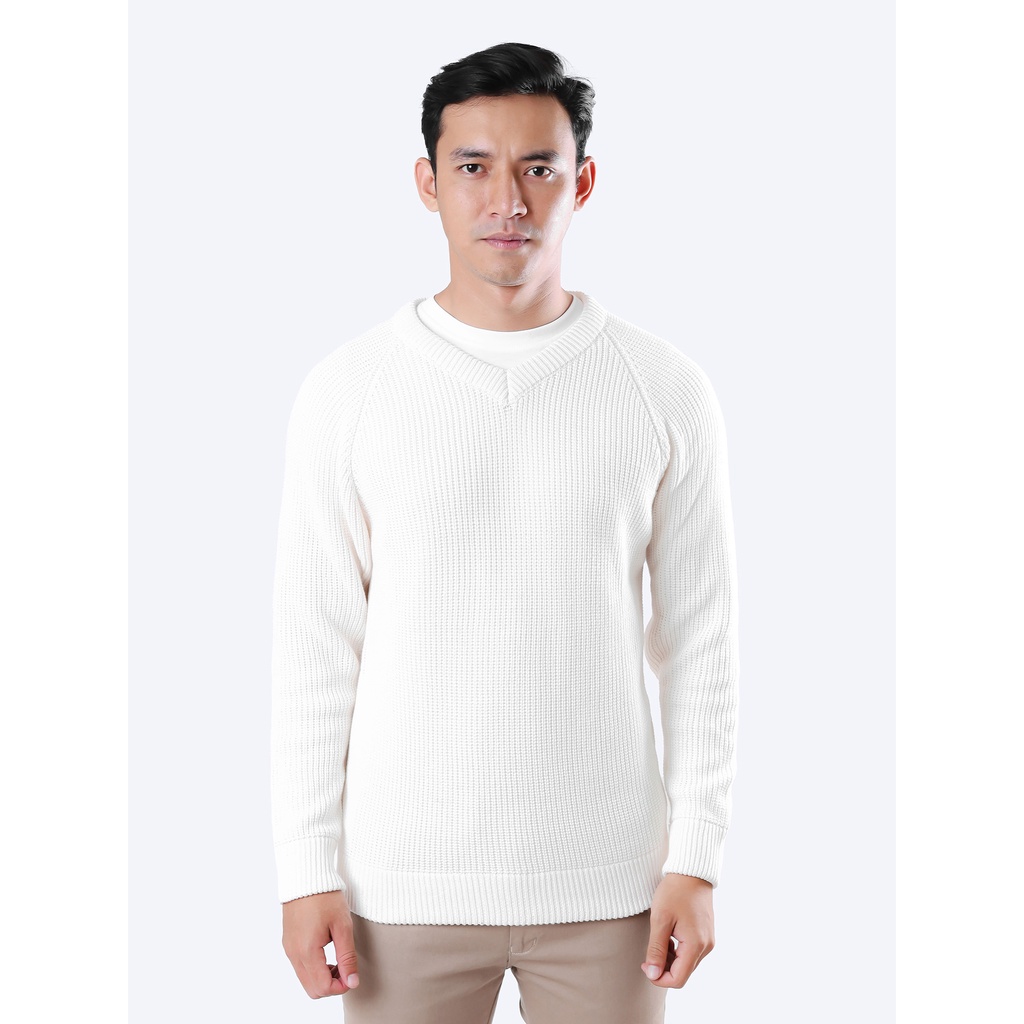 Jual Gomuda Sweater Rajut Pria V-Neck Cord Raglan - Off White | Shopee ...