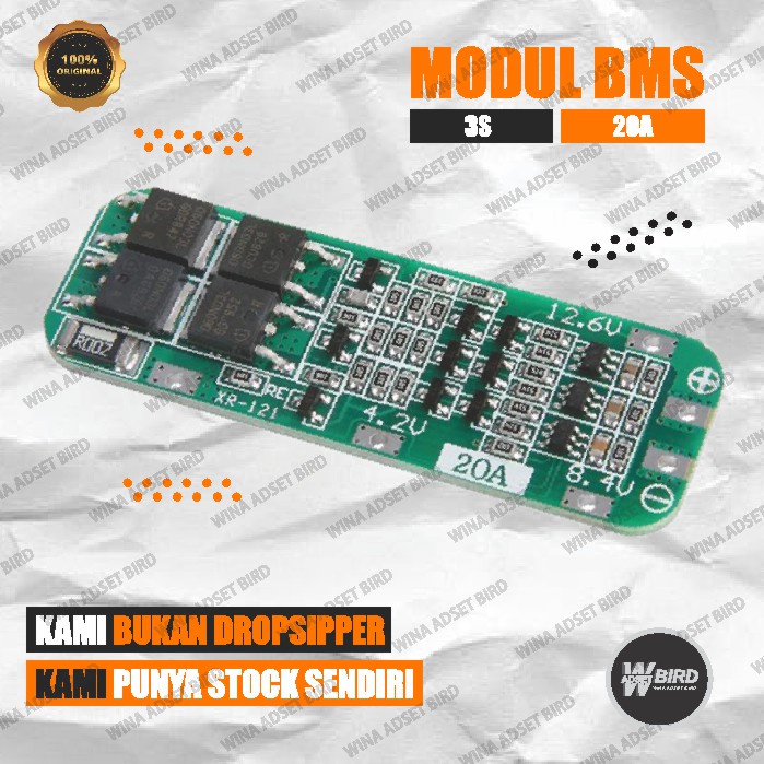 Jual BMS 3S 20A Modul Charger Balance Li-ion 12V Baterai 18650 pack ...