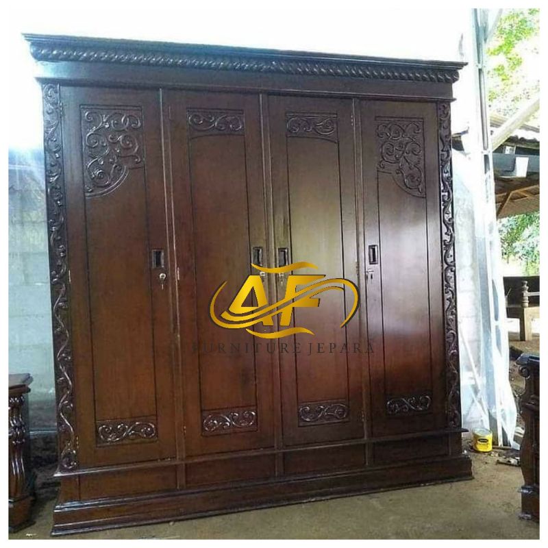 Jual lemari pintu 4, almari kayu jati mewah ,lemari ukiran castom ...
