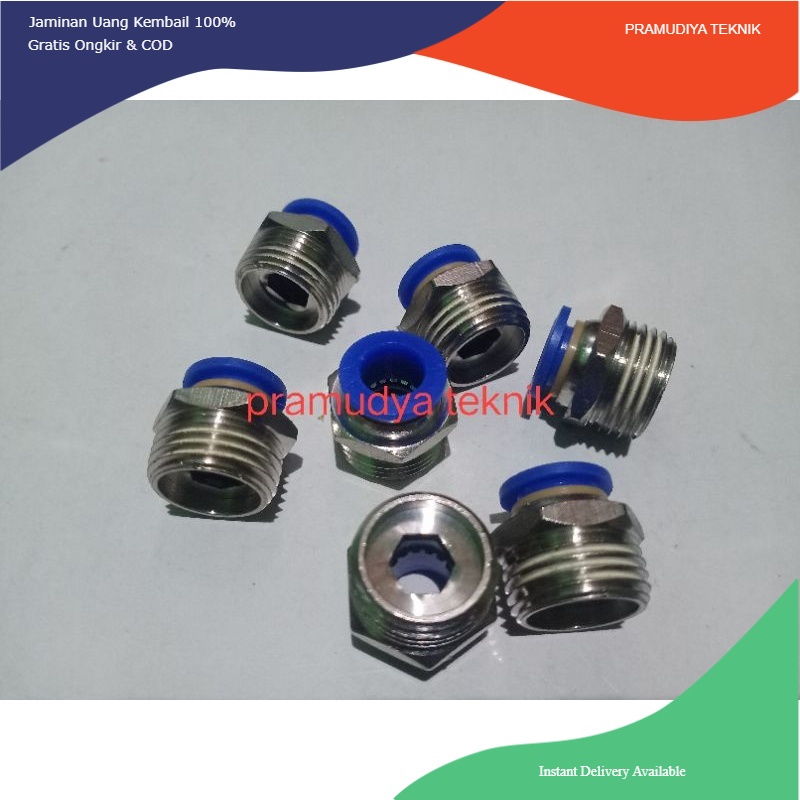 Jual fitting nepel pneumatic selang 10mm x 3/8 inch | Shopee Indonesia
