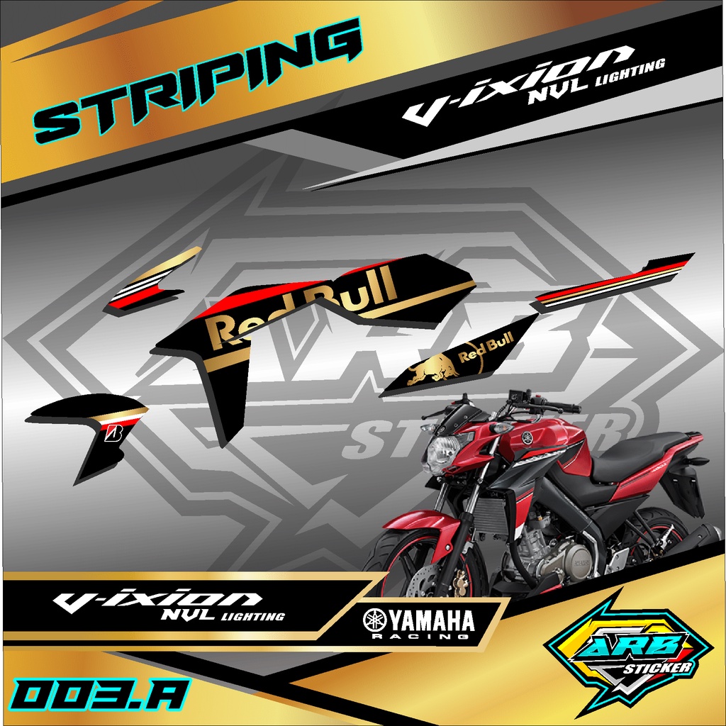 Jual Sticker Striping VIXION NEW NVA/ADVANCE FZ 150i -Stiker Variasi List Motor Desain REDBULLE ...