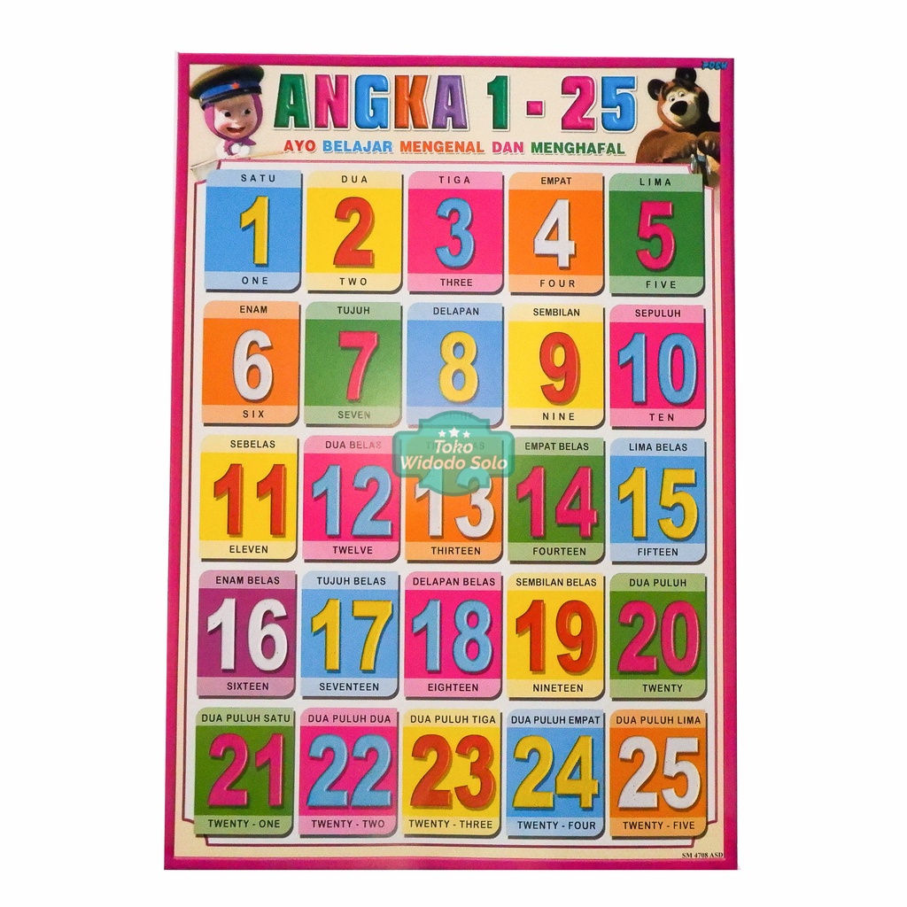 Jual Poster Edukasi Angka 1 sampai 25 35x50cm - 1 Lembar | Shopee Indonesia