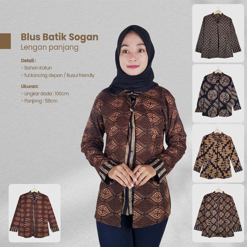 Jual Blus Batik Rompi Warna Sogan Lengan Panjang- Joglo Batik | Shopee Indonesia