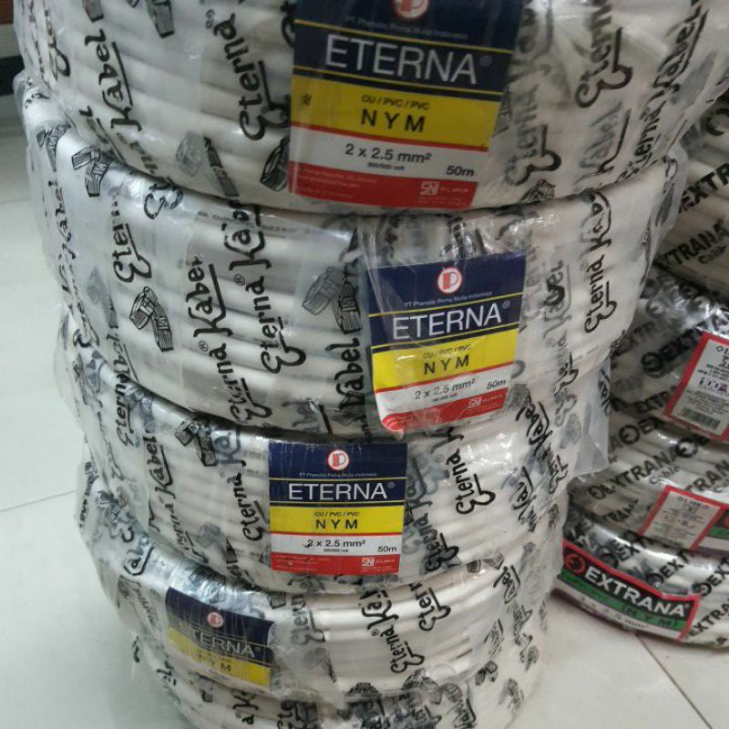 Jual nym 2x2,5 mm eterna panjang 50meter kabel instalasi kabel listrik ...