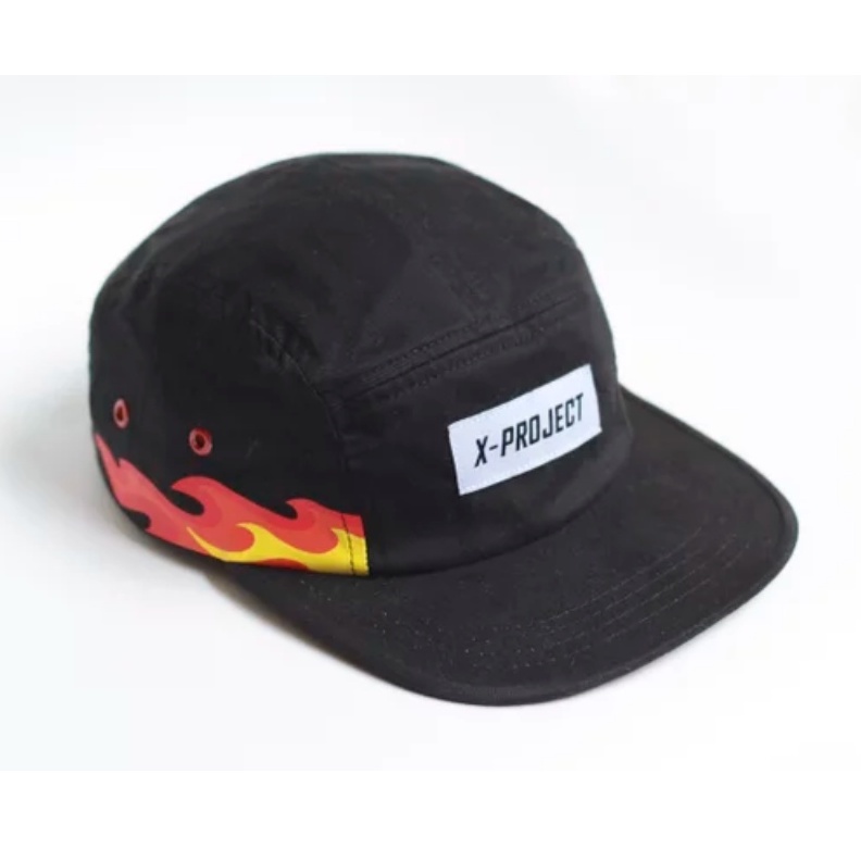 Jual Topi 5 Panel / 5 Panel Hat / X-Project Flame Black Authentic ...