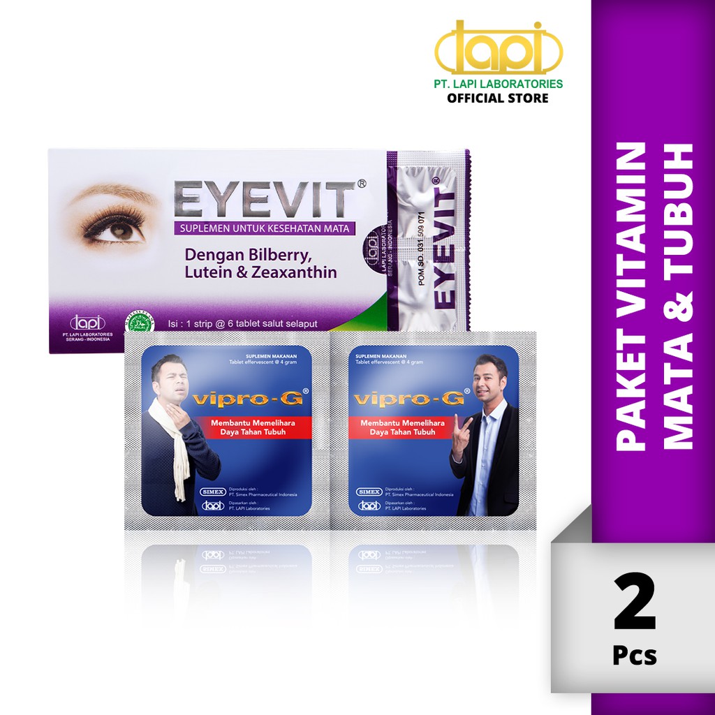 Jual Paket Vitamin Mata & Tubuh - EYEVIT Tablet - 1 Strip @ 6 Tablet ...