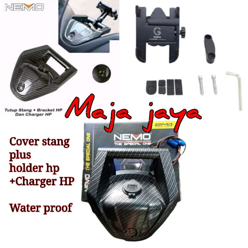 Jual Cover stang Carbon Nmax New plus Holder Hp Charger NEMO Nmax 155 ...