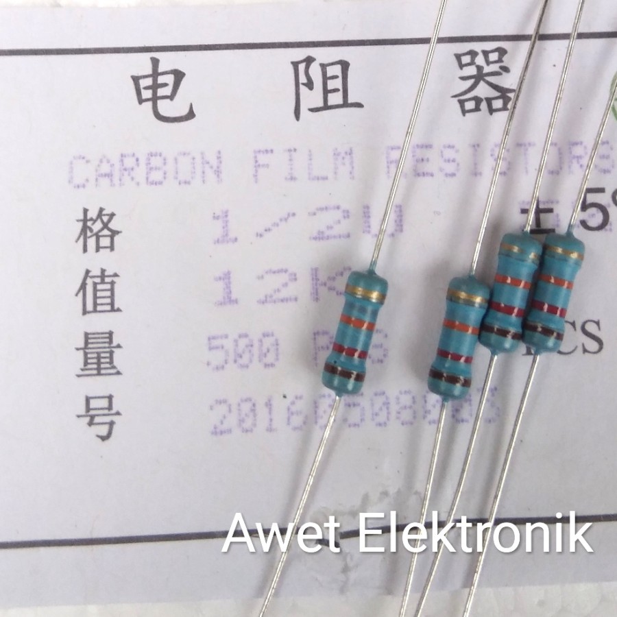 Jual resistor 12k ohm 1/2 watt resistor 12k 1/2w resistor 12K 1/2W ...
