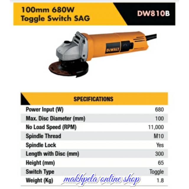 Jual DEWALT DW810B-B1 DW810 Small Angle Grinder 100mm Grinder | Shopee ...
