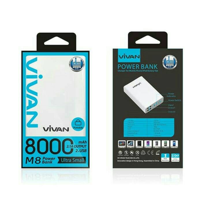 Jual ViVAN Powerbank M8 8000 mah dual usb ( best seller ) | Shopee Indonesia