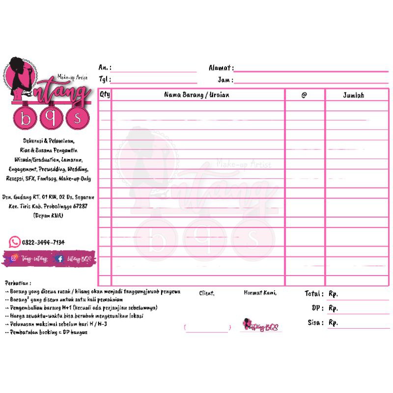 Jual JASA EDIT NOTA + CETAK NOTA RIAS PENGANTIN | Shopee Indonesia
