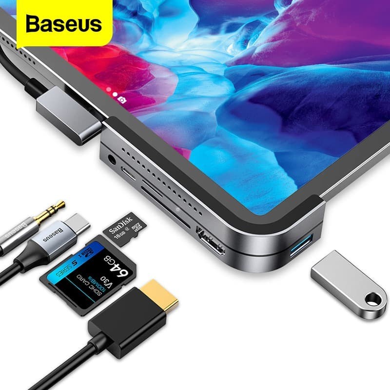 Jual BASEUS 6IN1 USB C HUB TO HDMI USB 3.0 TYPE C HUB FOR IPAD PRO&MAC ...