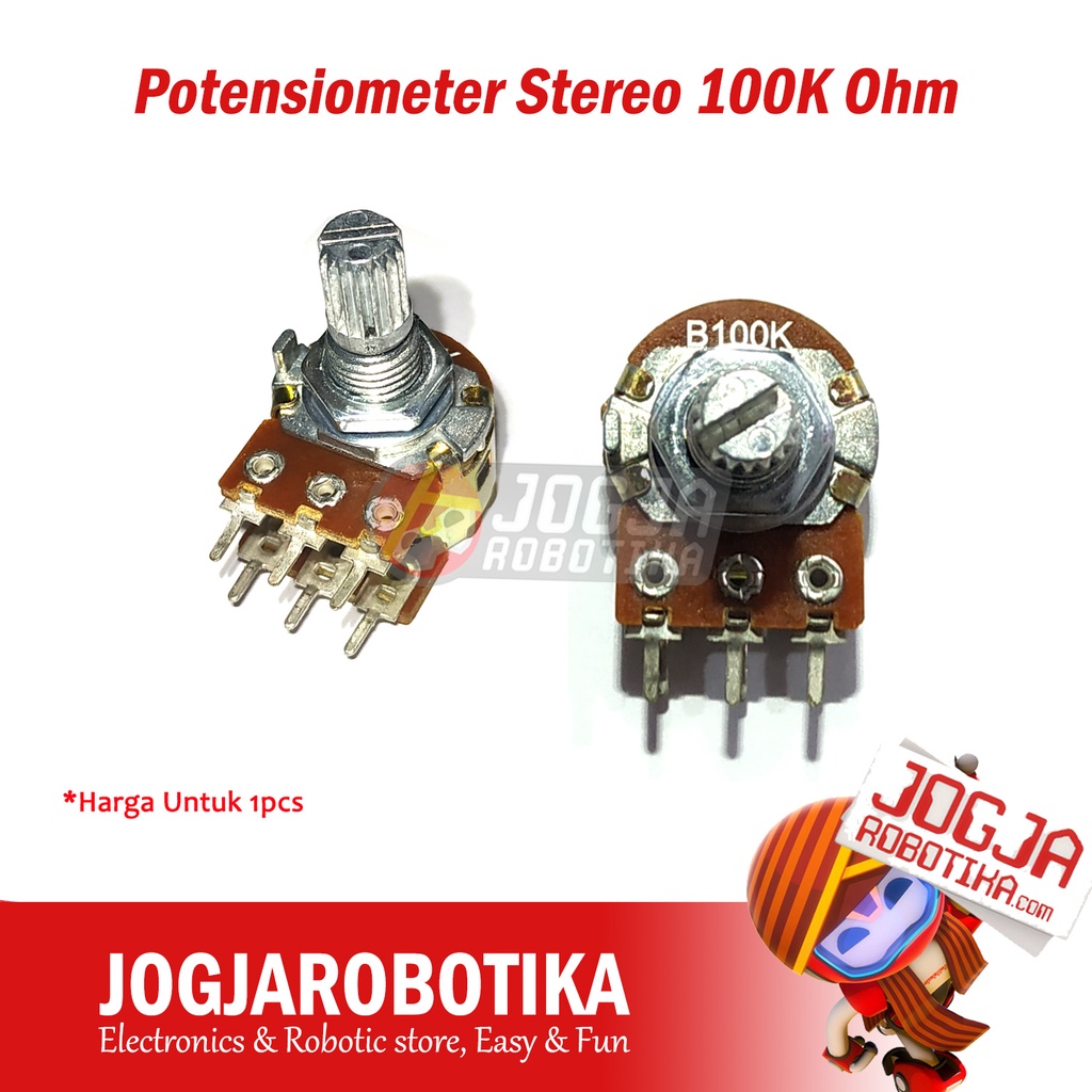 Jual Potensiometer Potensio Stereo 100K Ohm 6pin 6 pin 6p 6 Kaki ...