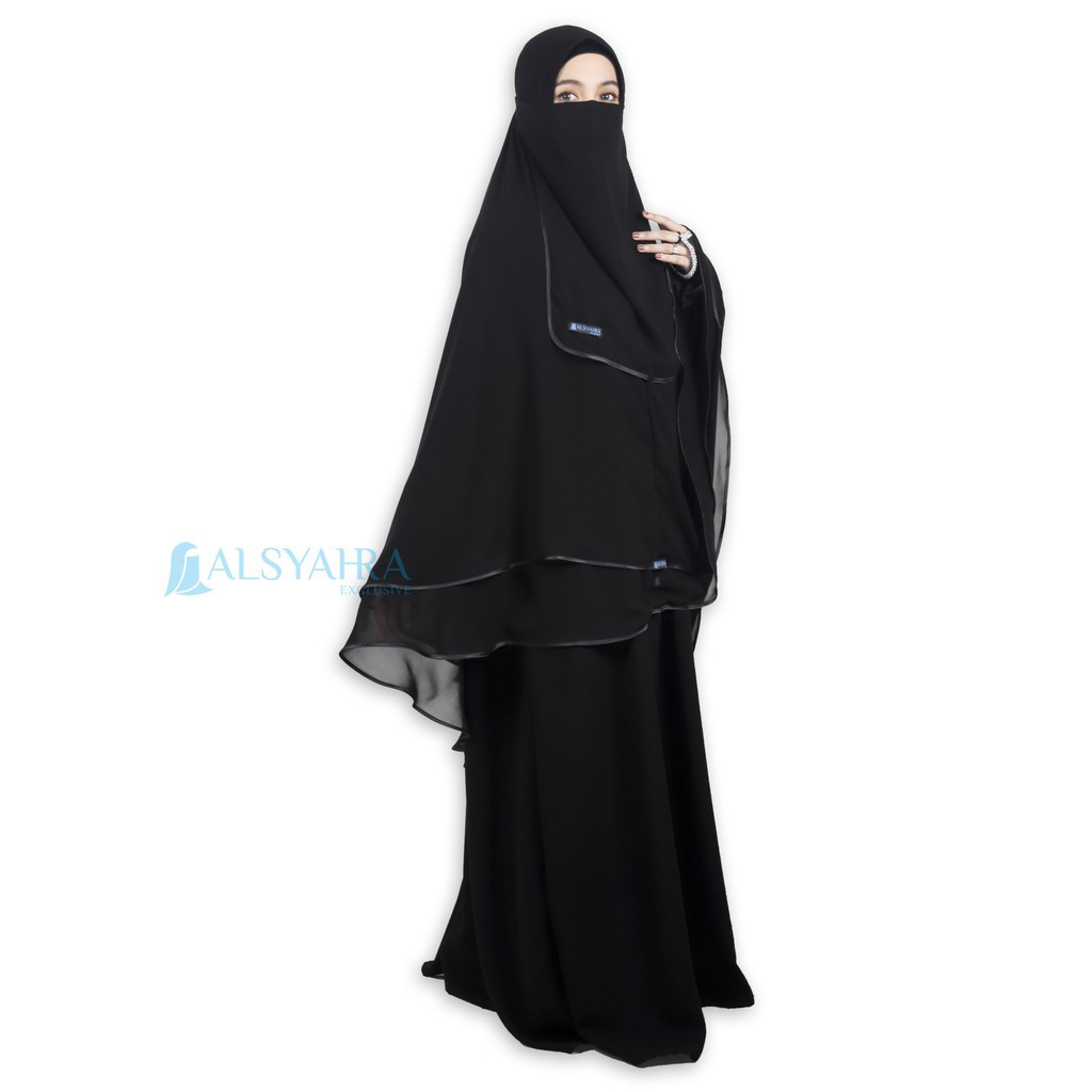 Jual niqob abaya himar Paket Exclusive Abaya Humaira Jetblack + Khimar ...