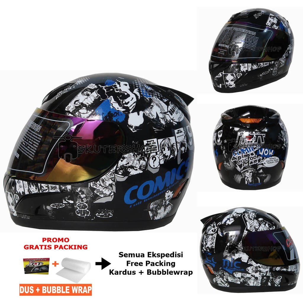 Jual Helm JPN Full Face SNI Skutershop Sport Racing MotoGP Model Tanduk ...