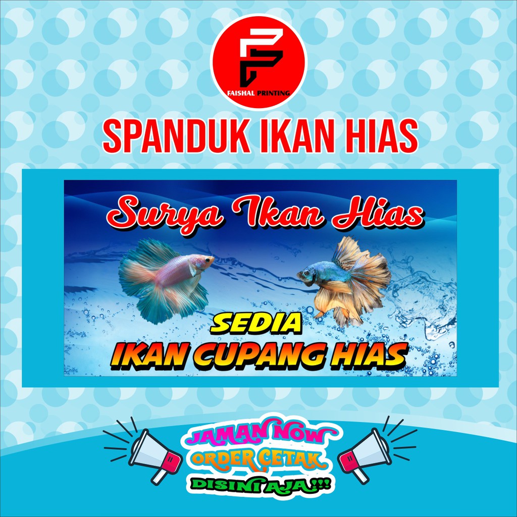 Jual spanduk / banner / backdrop toko ikan hias cupang ukuran 2 x 1 ...