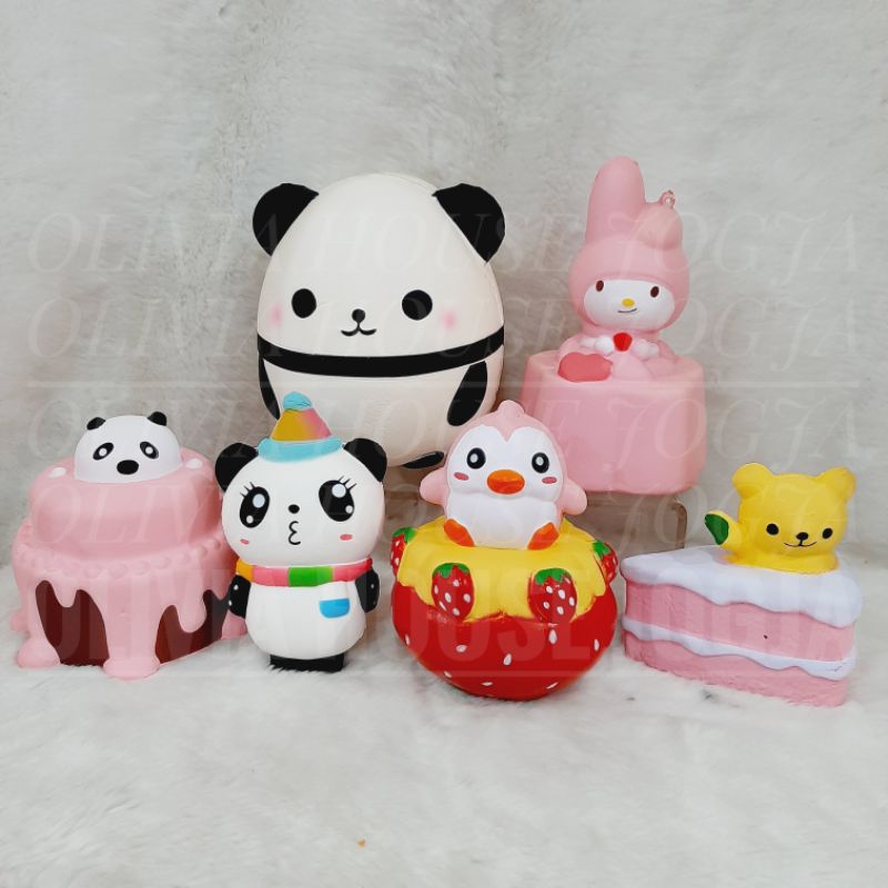 Jual Squishy Cake Squishy Kelinci Pink Squishy Panda Cute Squishy Kue Pinguin Squishy Panda Topi ...