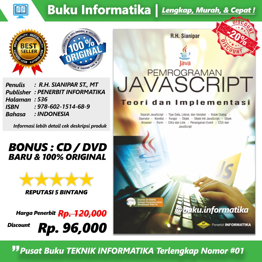 Jual Buku Pemrograman Javascript (Teori Dan Implementasi) + Bonus CD | Shopee Indonesia