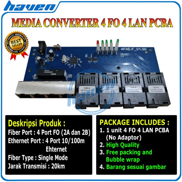 Jual Media Converter 4 Port FO 4 Port LAN 10/100 Board Only / 4 FO 4 LAN | Shopee Indonesia